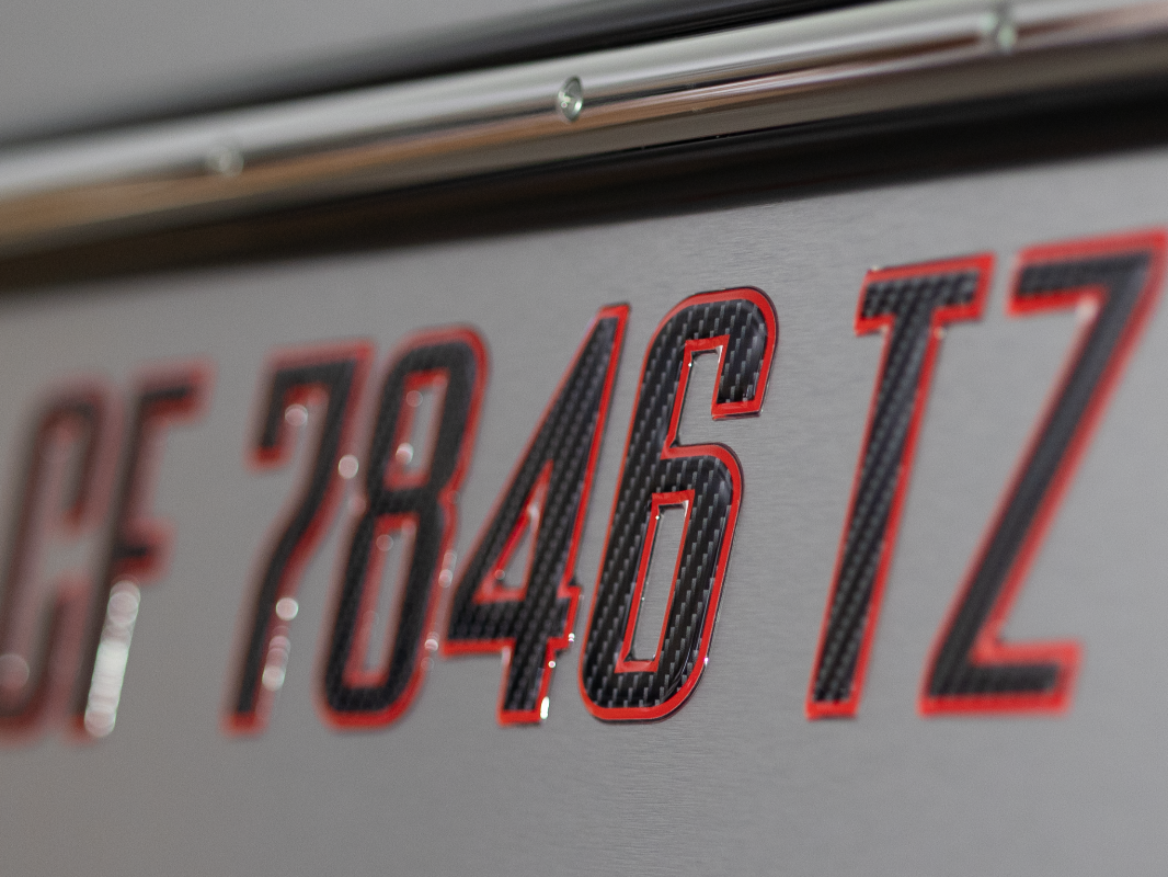 Boat Registration Stickers - Domed Carbon Fiber Numbers with Red Trim ...