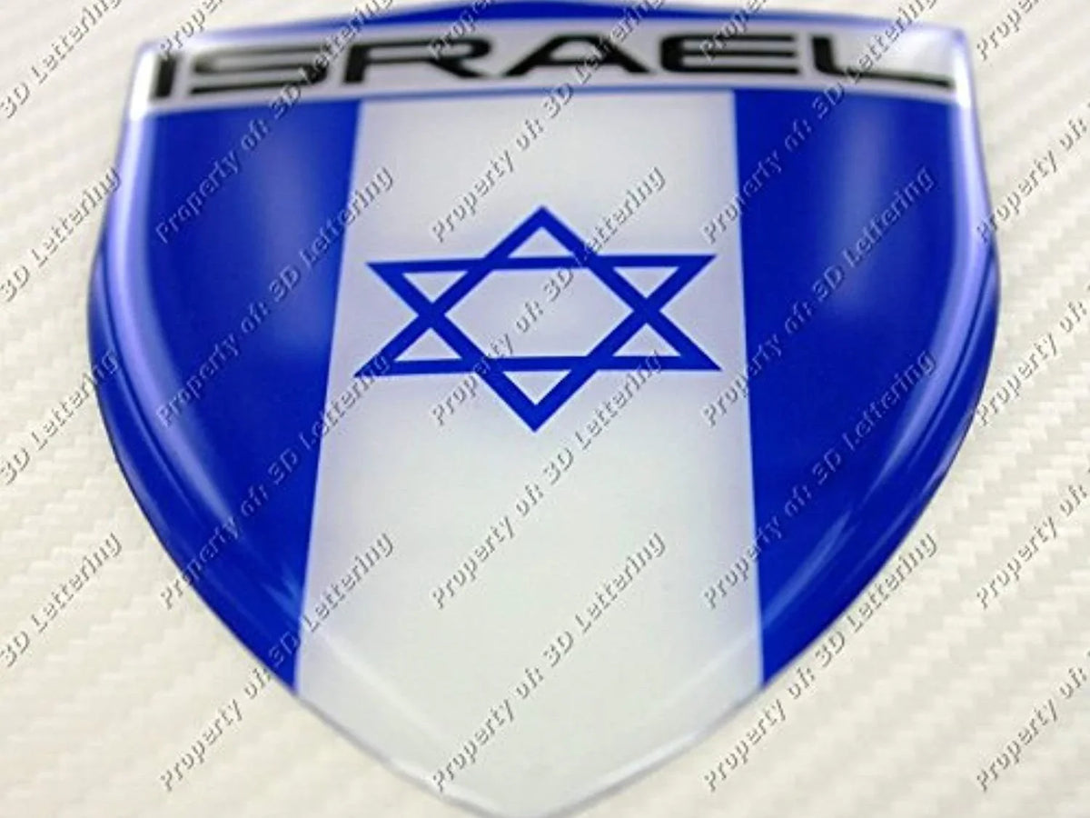 Israeli Flag Israel Car & Motorcycle Raised Clear Lens Sticker Decal 3. ...