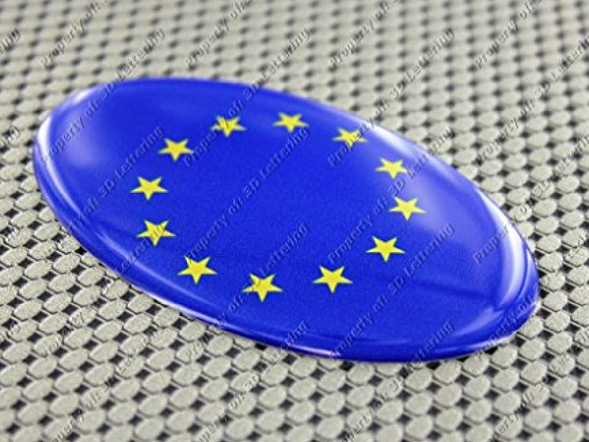 European Union Europe Flag Car & Motorcycle Raised Clear Lens Oval ...