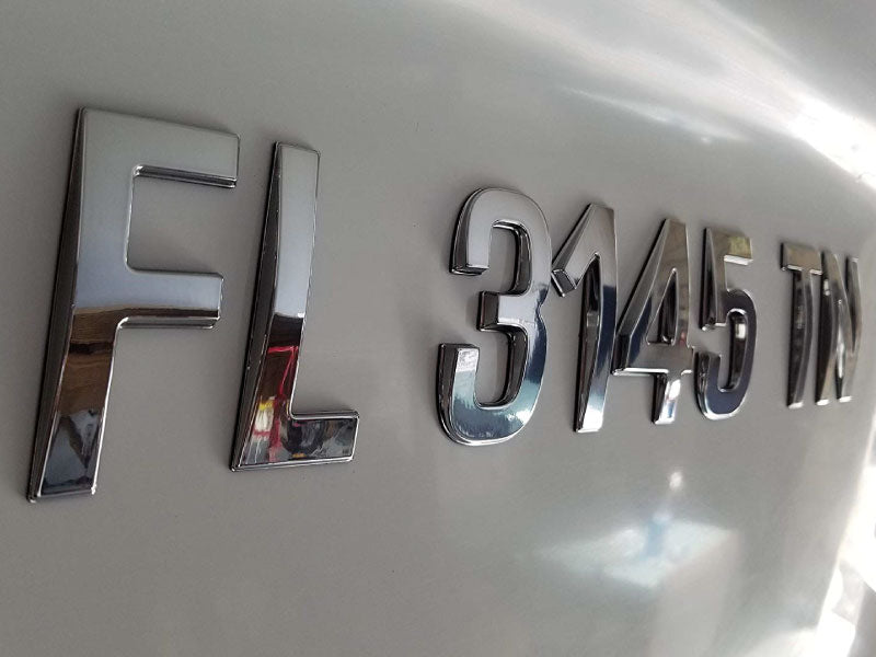 Pontoon Style Chrome Emblem Boat Registration Numbers Lettering – 3D ...